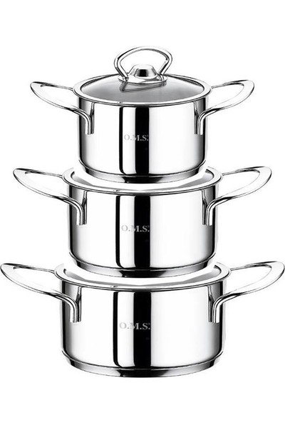 Oms Mini 3lü Çelik Tencere Takımı 12+14+16 cm