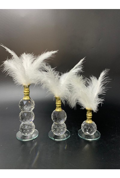 By Ari Üç Adet Beyaz Tüylü Kristal Gold