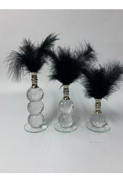 By Ari Üç Adet Siyah Tüylü Kristal Gümüş