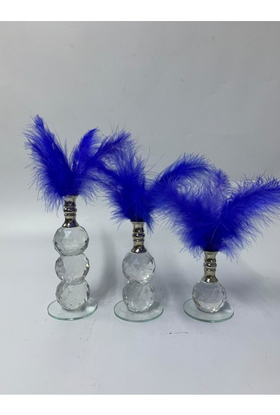 By Ari Üç Adet Mavi Tüylü Kristal Gümüş