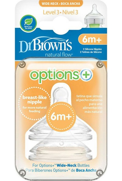 Dr. Browns Options Yeni Geniş Ağız Biberon Emziği 6M+ 2020 Dr. Browns Options Yeni Geniş Ağız Biberon Emziği 6M+ 2020