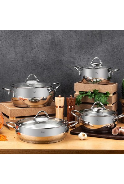 Taç 3453 Vitali 8 Parça Çelik Tencere Seti
