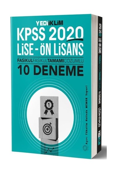 Yediiklim Yayınları KPSS 2020 Lise Önlisans Fasikül Fasikül Tamamı Çözümlü 10 Deneme