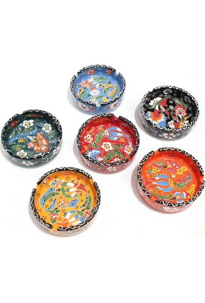 İlbay Çini Takı 12 cm Kütahya Otantik 6 Lı Çini Küllük Takımı