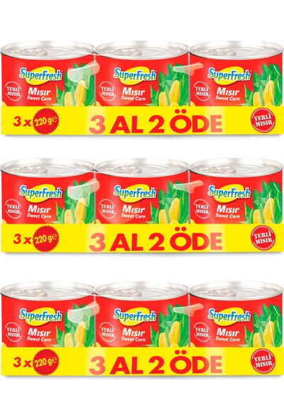 Superfresh Mısır Konserve ( 220 gr X 3 ) x 3'lü Superfresh Mısır Konserve ( 220 gr X 3 ) x 3'lü