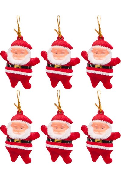 Kikajoy Yılbaşı Çam Ağacı Süsü Simli Noel Baba 6'lı Kikajoy Yılbaşı Çam Ağacı Süsü Simli Noel Baba 6'lı