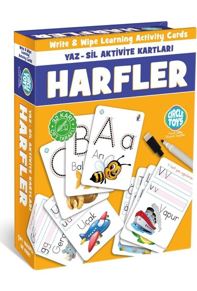 Sevfe Circle Toys Harfler Yaz-Sil Aktivite Kartları Çift Taraflı 32 Kart Sevfe Circle Toys Harfler Yaz-Sil Aktivite Kartları Çift Taraflı 32 Kart