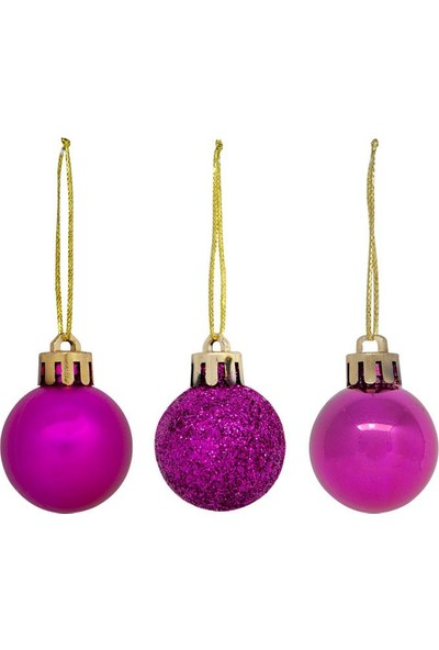 Kikajoy Yılbaşı Çam Ağacı Süsü Fuşya Top 3 cm 24'lü