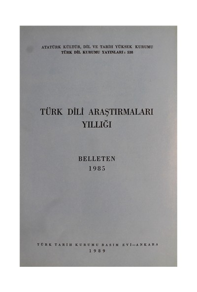 Türk Dili Araştırmaları Yıllığı - Belleten 1985