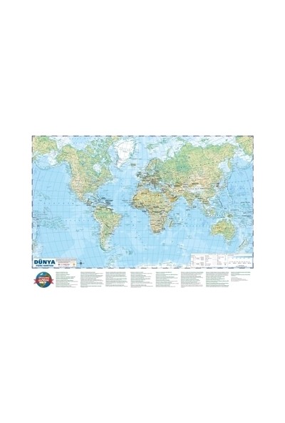 Dünya Siyasi - Fiziki Haritası 70x100 (Çift Taraflı) Dünya Siyasi - Fiziki Haritası 70x100 (Çift Taraflı)