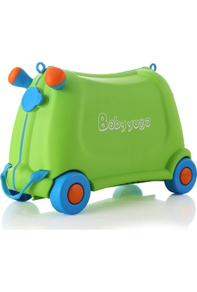 Baby Yuga Çekçekli Tekerlekli Çocuk Valizi (Yeşil)