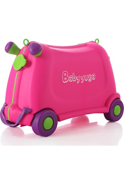 Baby Yuga Çekçekli Tekerlekli Çocuk Valizi (Pembe) Baby Yuga Çekçekli Tekerlekli Çocuk Valizi (Pembe)