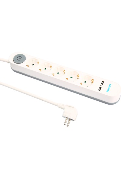 Philips SPS1153A/51 2 USB Anahtarlı 5'li Priz