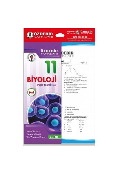 Özde Bir Yayınları 11. Sınıf Biyoloji Poşet Yaprak Test Özde Bir Yayınları 11. Sınıf Biyoloji Poşet Yaprak Test