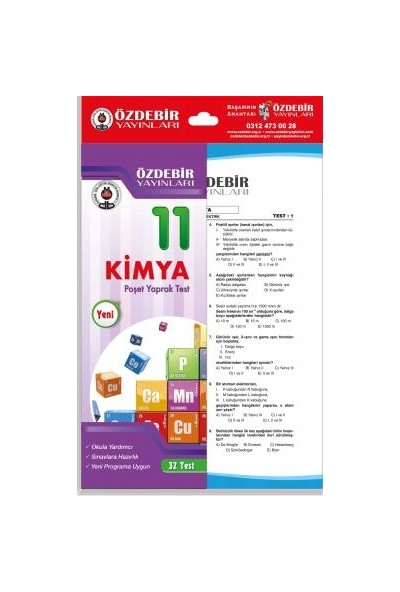 Özde Bir Yayınları 11. Sınıf Kimya Poşet Yaprak Test Özde Bir Yayınları 11. Sınıf Kimya Poşet Yaprak Test