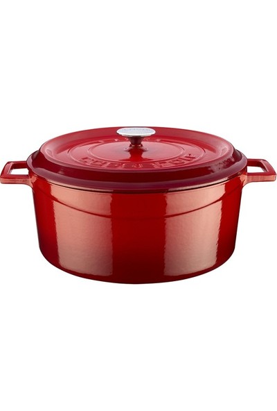 Lava Döküm Yuvarlak Tencere Çap 32 cm Kırmızı