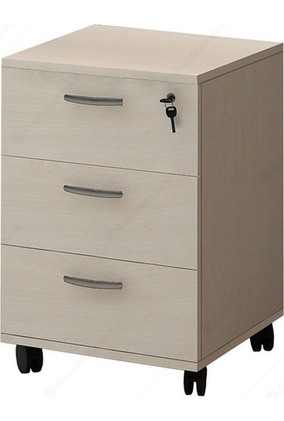 Kenyap Carla Akçaağaç Üç Çekmeceli Üst Kilitli Keson 817244