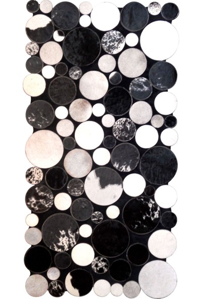 Tappeto Planet Deri Halı Siyah Beyaz 80 x 150 cm