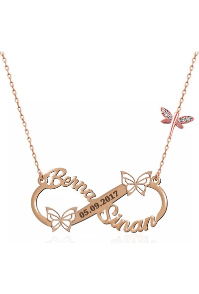 Nayino Takı Kişiye Özel Yusufçuklu Sonsuzluk Rose Gümüş Kelebek Kolyesi Nayino Takı Kişiye Özel Yusufçuklu Sonsuzluk Rose Gümüş Kelebek Kolyesi
