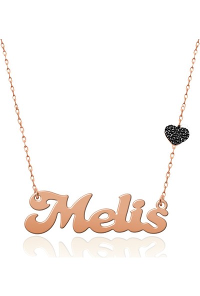 Nayino Takı Kişiye Özel Kalp Motifli Isimli Rose Gümüş Kolye