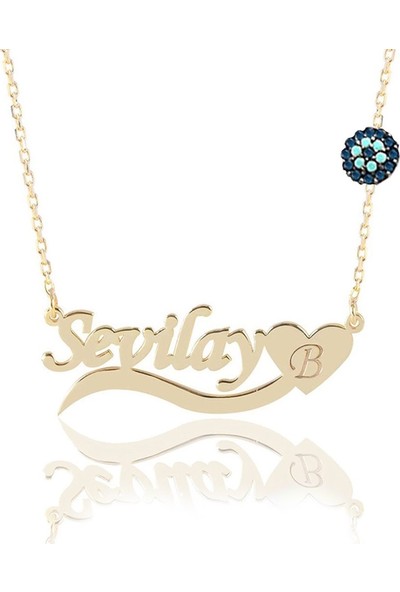 Nayino Takı Nazarlı Kişiye Özel Isimli Gümüş Kolye