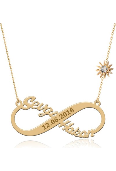 Nayino Takı Kişiye Özel Güneşli Sonsuzluk Gümüş Kolye