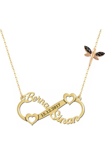 Nayino Takı Kişiye Özel Siyah Yusufçuklu Sonsuzluk Gümüş Kalp Kolyesi Nayino Takı Kişiye Özel Siyah Yusufçuklu Sonsuzluk Gümüş Kalp Kolyesi