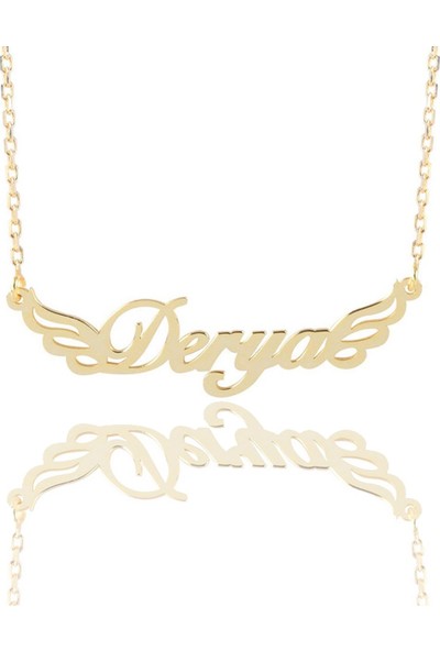 Nayino Takı Kişiye Özel Isimli Kanat Gümüş Kolye