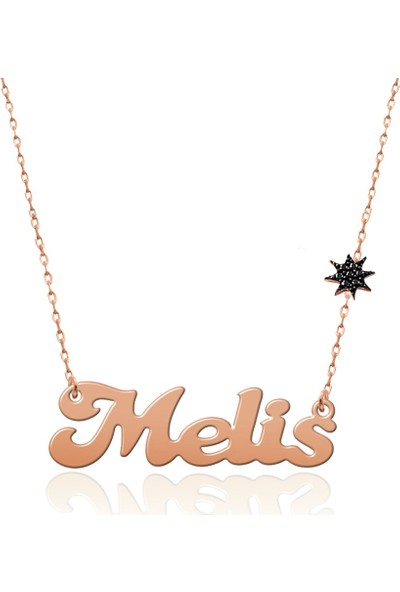 Nayino Takı Kişiye Özel Şimal Motifli Isimli Rose Gümüş Kolye