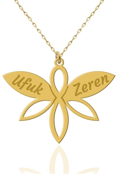 Nayino Takı Kişiye Özel Iki Isimli Yusufçuk Gümüş Kolyesi