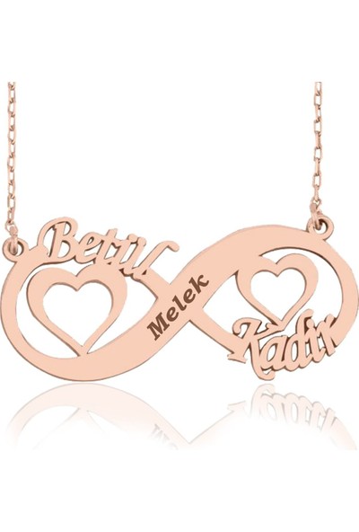 Nayino Takı Kişiye Özel Isimli Sonsuzluk Rose Gümüş Kolye