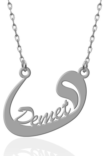 Nayino Takı Kişiye Özel Isimli Vav Beyaz Gümüş Kolye