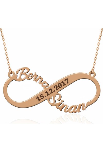 Nayino Takı Iki Isimli Tarihli Sonsuzluk Rose Gümüş Kolye Nayino Takı Iki Isimli Tarihli Sonsuzluk Rose Gümüş Kolye