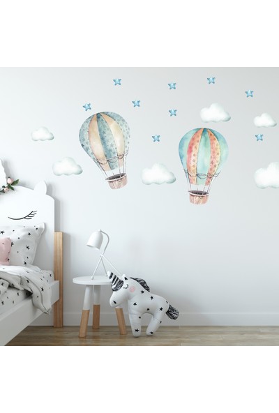 Sim Tasarım Uçan Hava Balonları Duvar Sticker Seti