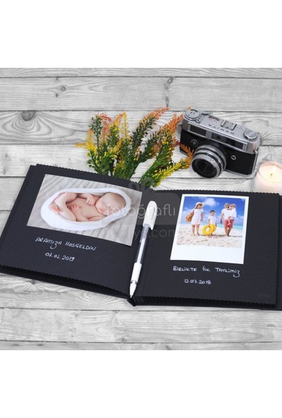 Siyah Yapraklı Kendin Yap Albüm Anı Defteri Beyaz Kalemli Siyah Yapraklı Kendin Yap Albüm Anı Defteri Beyaz Kalemli