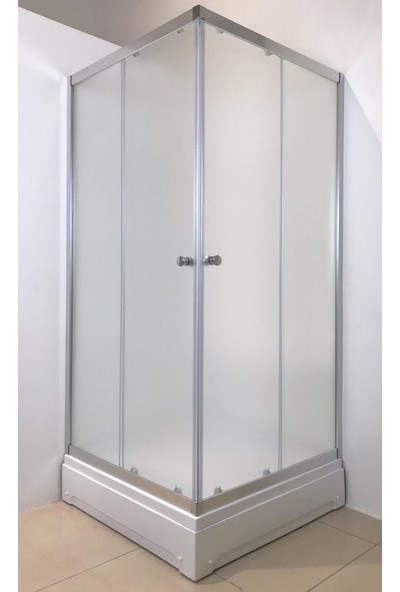 Durul Duşakabin 100 x 100 cm Kare Buzlu Duşakabin + Duş Teknesi H:200 cm