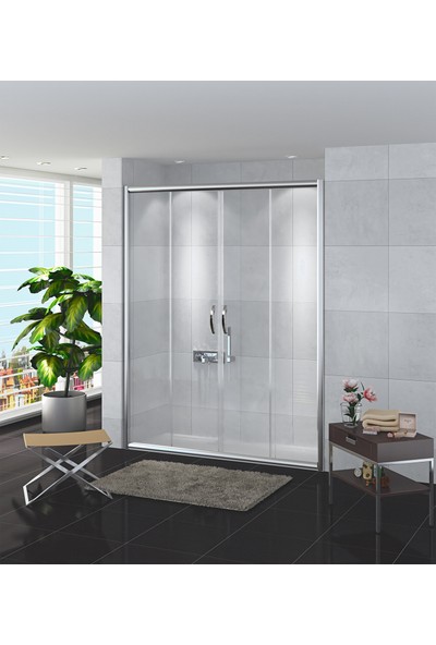Durul Duşakabin İki Duvar Arası 2 Sabit + 2 Kayar Ön Cephe H:190 cm Duş Teknesiz 173 cm Şeffaf Durul Duşakabin İki Duvar Arası 2 Sabit + 2 Kayar Ön Cephe H:190 cm Duş Teknesiz 173 cm Şeffaf