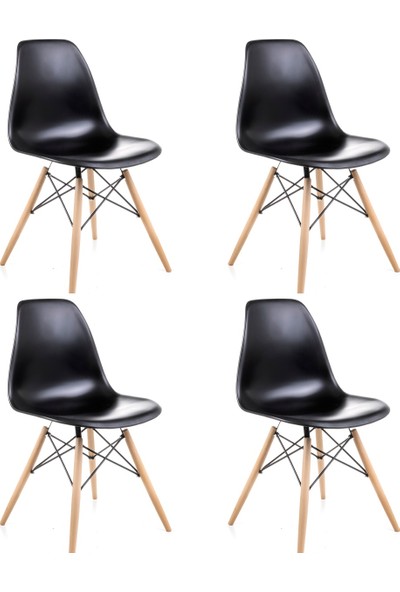 Dorcia Home Siyah Eames Sandalye 4 Adet Cafe Balkon Mutfak Sandalyesi Dorcia Home Siyah Eames Sandalye 4 Adet Cafe Balkon Mutfak Sandalyesi