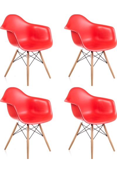 Dorcia Home Kolçaklı Kırmızı Eames Sandalye 4 Adet Cafe Balkon Mutfak Sandalyesi Dorcia Home Kolçaklı Kırmızı Eames Sandalye 4 Adet Cafe Balkon Mutfak Sandalyesi