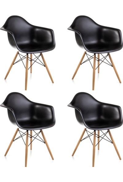 Dorcia Home Kolçaklı Siyah Eames Sandalye 4 Adet Cafe Balkon Mutfak Sandalyesi Dorcia Home Kolçaklı Siyah Eames Sandalye 4 Adet Cafe Balkon Mutfak Sandalyesi