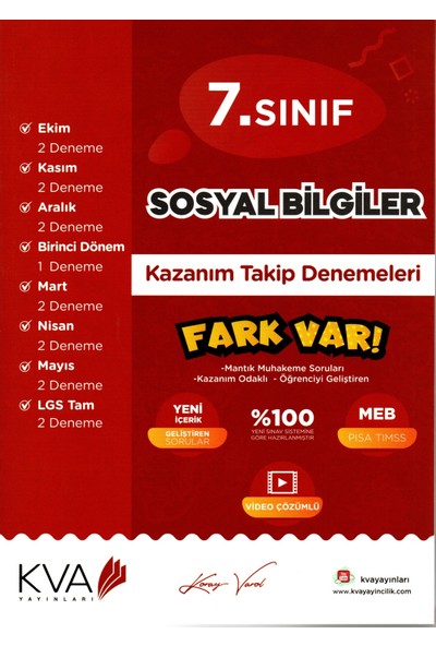 Kva Yayınları 7. Sınıf Sosyal Bilgiler Kazanım Takip Denemeleri