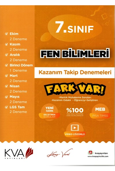 Kva Yayınları 7. Sınıf Fen Bilimleri Kazanım Takip Denemeleri