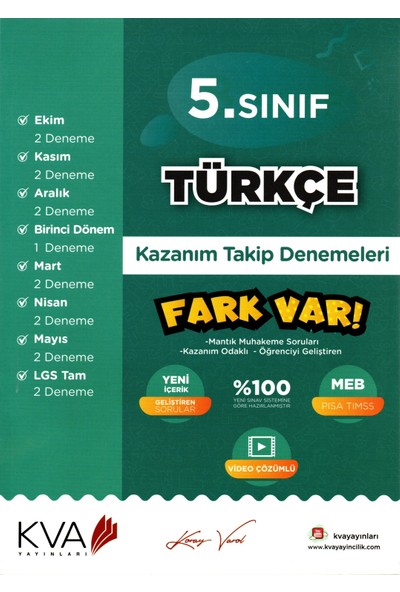 Kva Yayınları 5. Sınıf Türkçe Kazanım Takip Denemeleri Kva Yayınları 5. Sınıf Türkçe Kazanım Takip Denemeleri