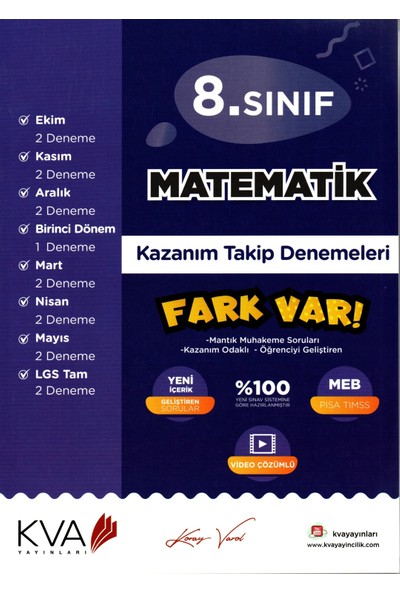 Kva Yayınları 8. Sınıf Matematik Kazanım Takip Denemeleri