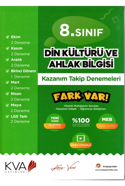 Kva Yayınları 8. Sınıf Din Kültürü Kazanım Takip Denemeleri