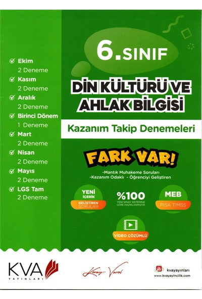 Kva Yayınları 6. Sınıf Din Kültürü Kazanım Takip Denemeleri