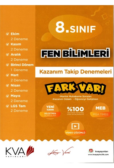 Kva Yayınları 8. Sınıf Fen Bilimleri Kazanım Takip Denemeleri