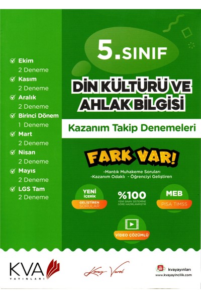 Kva Yayınları 5. Sınıf Din Kültürü Kazanım Takip Denemeleri