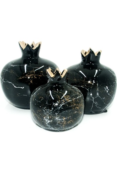 Decorandmore 3'lü Nar Seti Siyah Mermer Deseni Decorandmore 3'lü Nar Seti Siyah Mermer Deseni