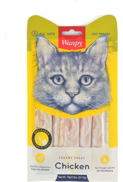Wanpy Tavuklu 5 x 14 gr Likit Kedi Ödülü Wanpy Tavuklu 5 x 14 gr Likit Kedi Ödülü